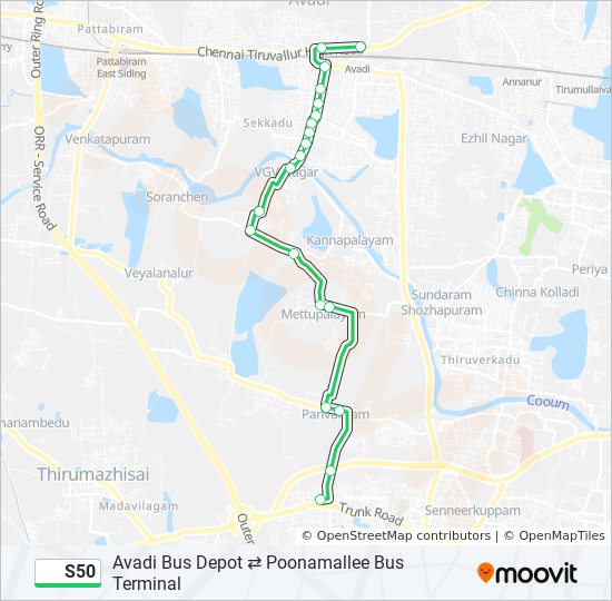 s50 Route: Schedules, Stops & Maps - Avadi Bus Depot (Updated)