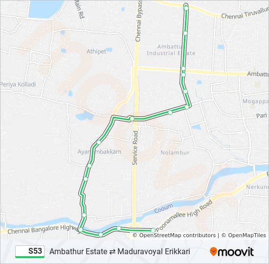 s53 Route: Schedules, Stops & Maps - Maduravoyal Erikkari (Updated)