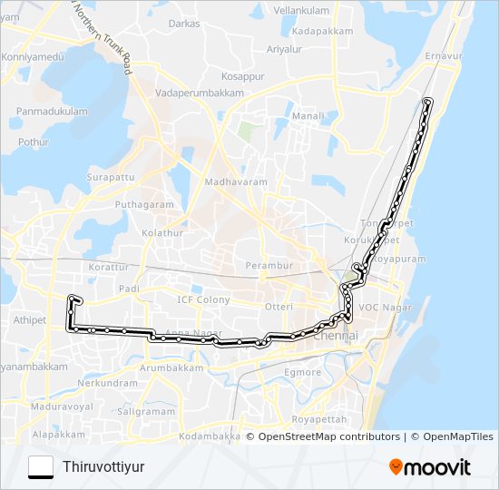 34 Route: Schedules, Stops & Maps - Thiruvottiyur (Updated)