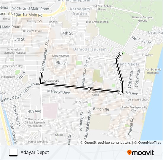 29c Route: Schedules, Stops & Maps - Adayar Depot (Updated)