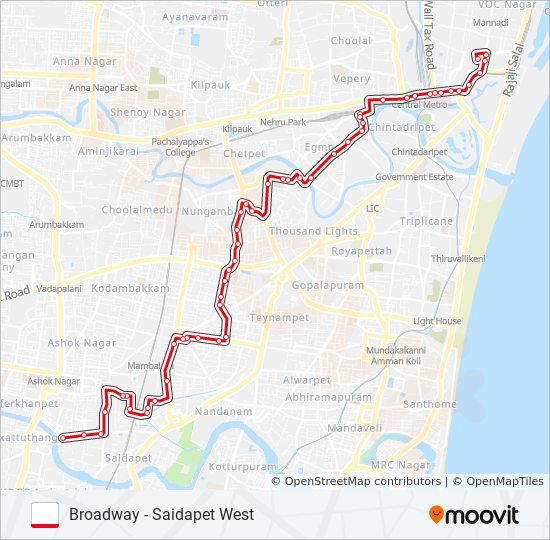 10a Route: Schedules, Stops & Maps - Saidapet West (Updated)