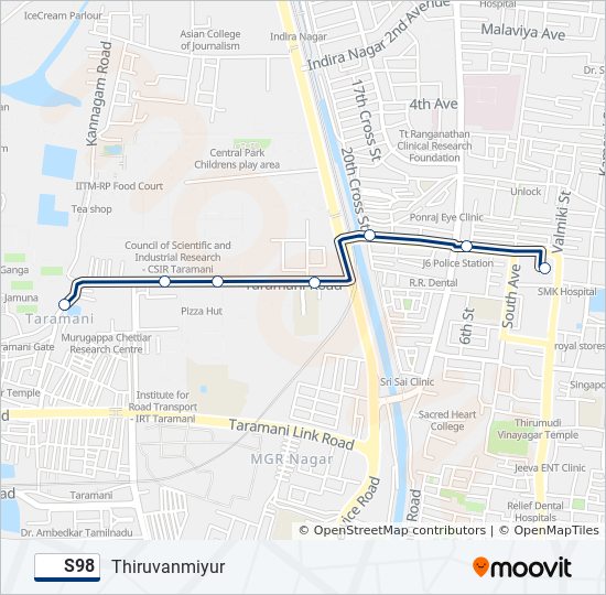 s98 Route: Schedules, Stops & Maps - Thiruvanmiyur (Updated)