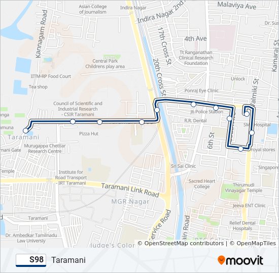 s98 Route: Schedules, Stops & Maps - Taramani (Updated)