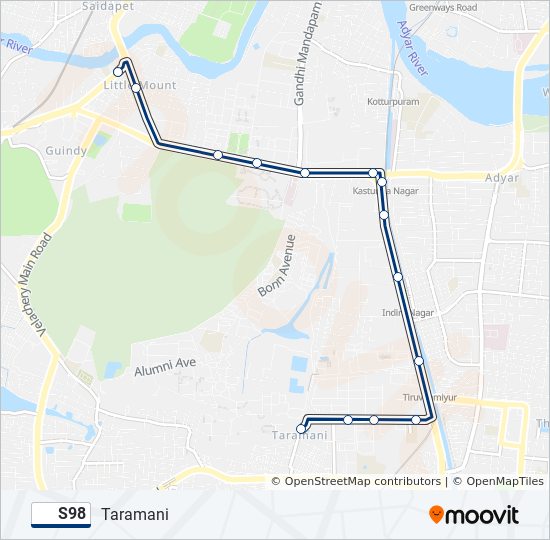 s98 Route: Schedules, Stops & Maps - Taramani (Updated)