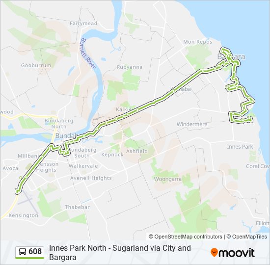 608 Route: Schedules, Stops & Maps - Sugarland Plaza (Bundaberg) (Updated)