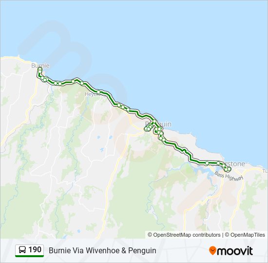 190 Route: Schedules, Stops & Maps - Burnie Via Wivenhoe & Penguin ...