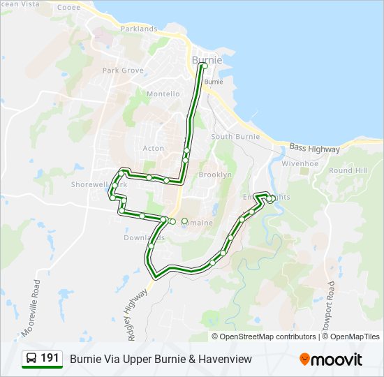 191 Route: Schedules, Stops & Maps - Burnie Via Upper Burnie ...