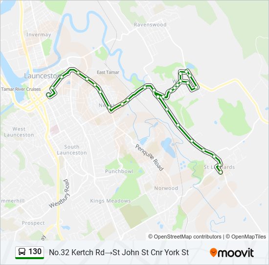 130 Route: Schedules, Stops & Maps - No.32 Kertch Rd‎→St John St Cnr ...