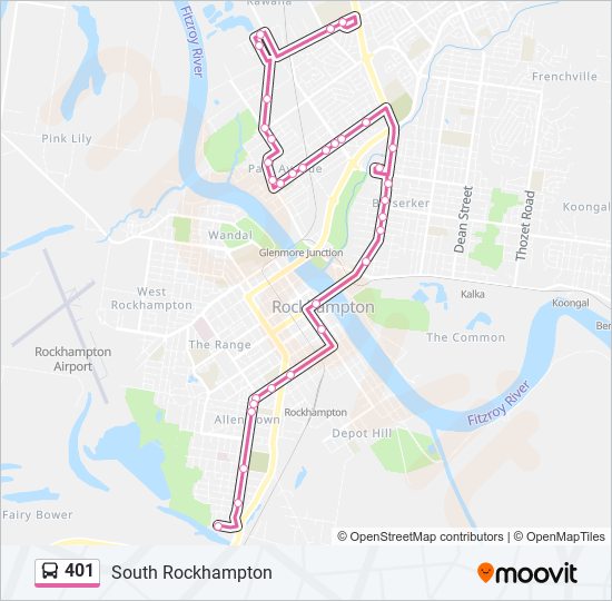 401 Route: Schedules, Stops & Maps - South Rockhampton (Updated)