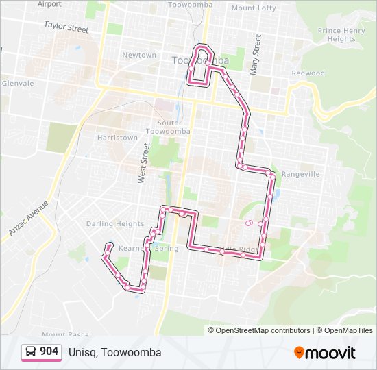 904 Route: Schedules, Stops & Maps - Unisq, Toowoomba (Updated)