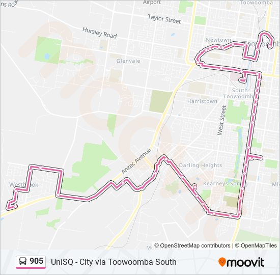 905 Route: Schedules, Stops & Maps - Toowoomba Bus Station (Updated)