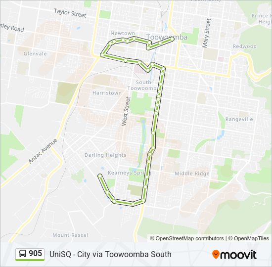 905 Route: Schedules, Stops & Maps - Unisq, Toowoomba (Updated)