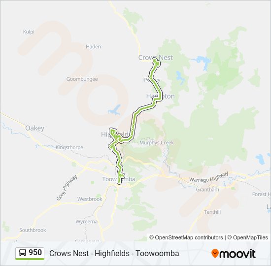950 Route: Schedules, Stops & Maps - Toowoomba Bus Station (Updated)