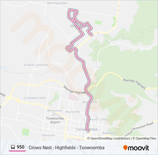 950 Route: Schedules, Stops & Maps - Toowoomba Bus Station (Updated)