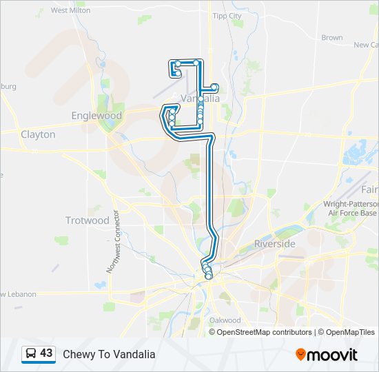 43 Route: Schedules, Stops & Maps - Chewy To Vandalia (Updated)