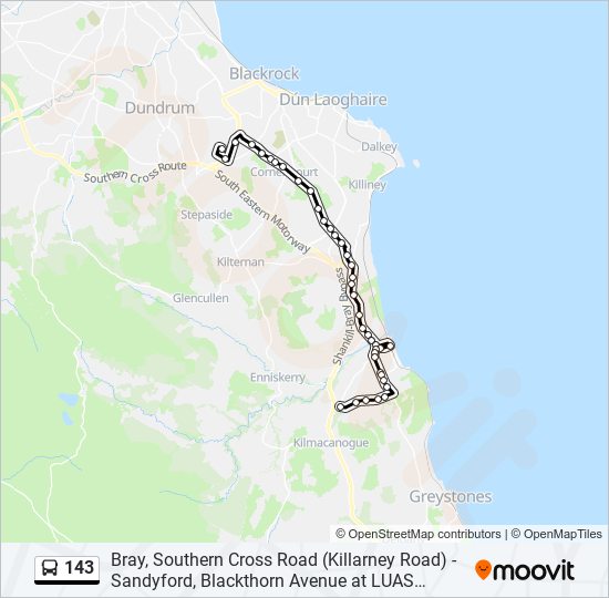 143 Route: Schedules, Stops & Maps - Southern Cross Rd‎→Sandyford Luas ...