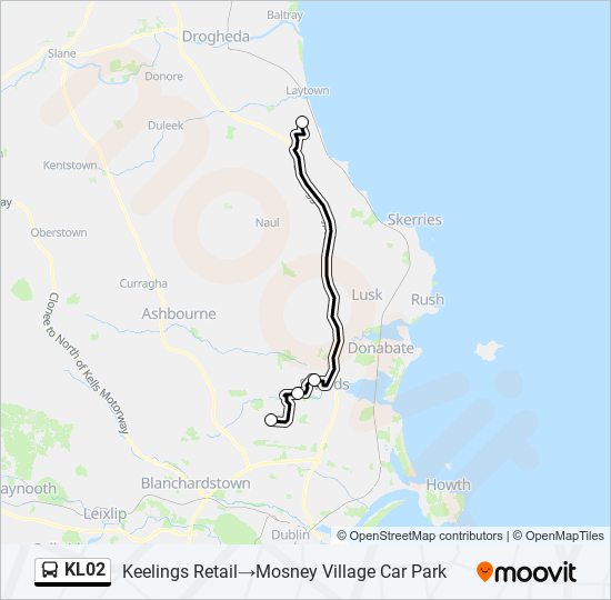 kl02 Route: Schedules, Stops & Maps - Keelings Retail‎→Mosney Village ...