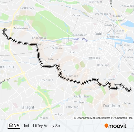 s4 Route: Schedules, Stops & Maps - Ucd‎→Liffey Valley Sc (Updated)
