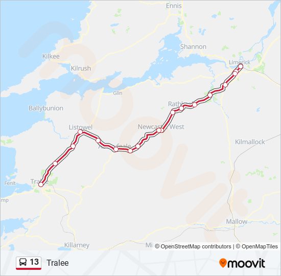 13 Route: Schedules, Stops & Maps - Tralee (Updated)