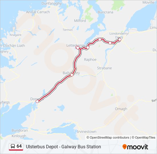 64 Route: Schedules, Stops & Maps - Donegal (Updated)