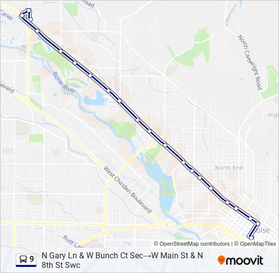 9 Route: Schedules, Stops & Maps - N Gary Ln & W Bunch Ct Sec‎→W Main ...