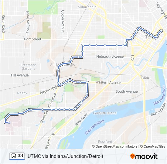 Ruta 33: horarios, paradas y mapas - Outbound (Actualizado)