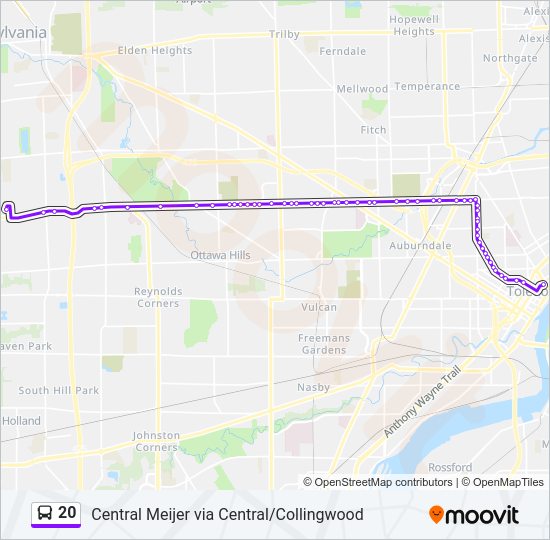 20 Route: Schedules, Stops & Maps - To Central Meijer (Updated)