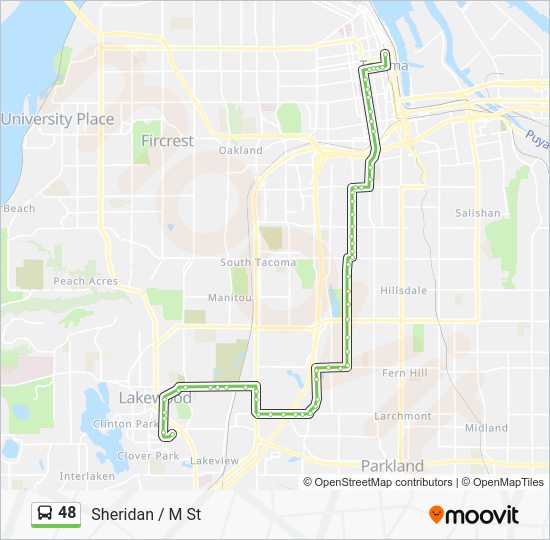 48 Route: Schedules, Stops & Maps - Downtown Tacoma / Sheridan / S M St ...