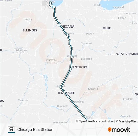 GREYHOUND US0100 Route: Schedules, Stops & Maps - Chicago Bus Station ...