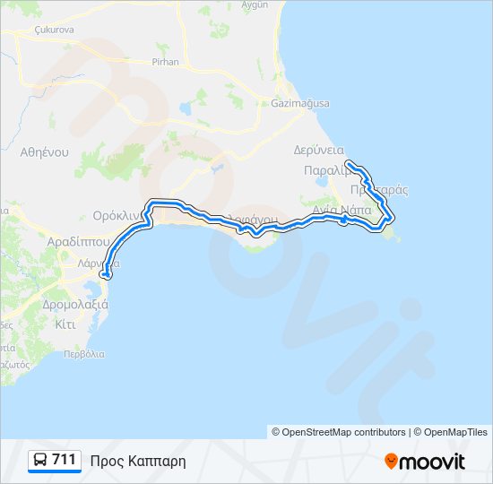 711 Route: Schedules, Stops & Maps - Προς Καππαρη (Updated)