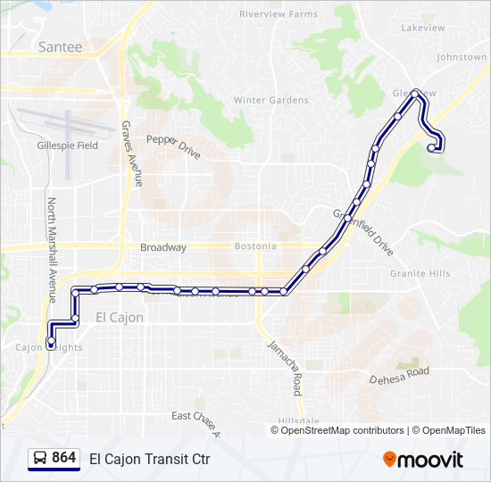 864 Route: Schedules, Stops & Maps - El Cajon Transit Ctr (Updated)