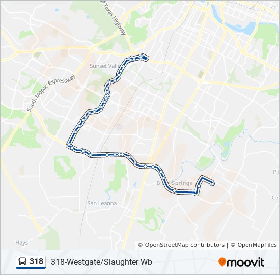 318 Route: Schedules, Stops & Maps - 318-Westgate/Slaughter Wb (Updated)