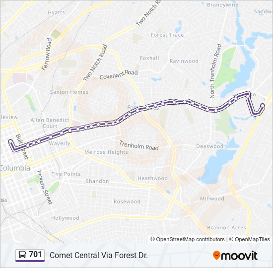 701 Route: Schedules, Stops & Maps - Comet Central Via Forest Dr. (Updated)