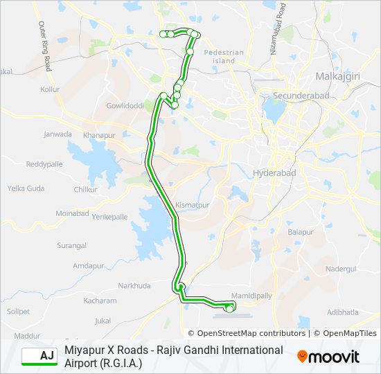 aj Route: Schedules, Stops & Maps - Rajiv Gandhi International Airport (R.G.I.A.) (Updated)
