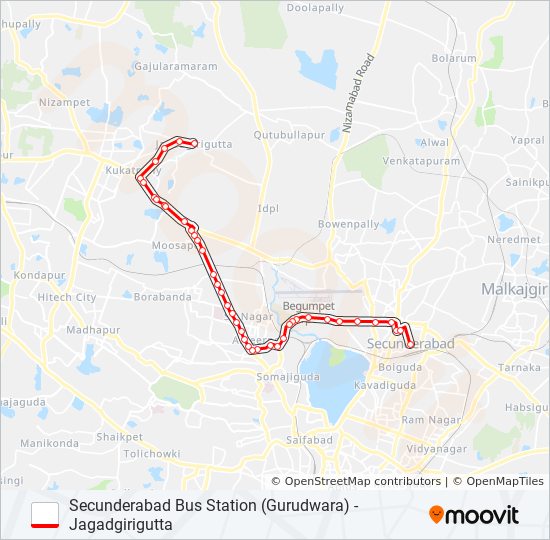 10kj Route: Schedules, Stops & Maps - Secunderabad Bus Station ...
