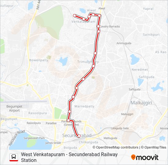 21W Route: Schedules, Stops & Maps - Secunderabad Railway Station (Updated)