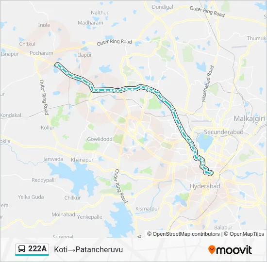 222A Route: Schedules, Stops & Maps - Koti‎→Patancheruvu (Updated)