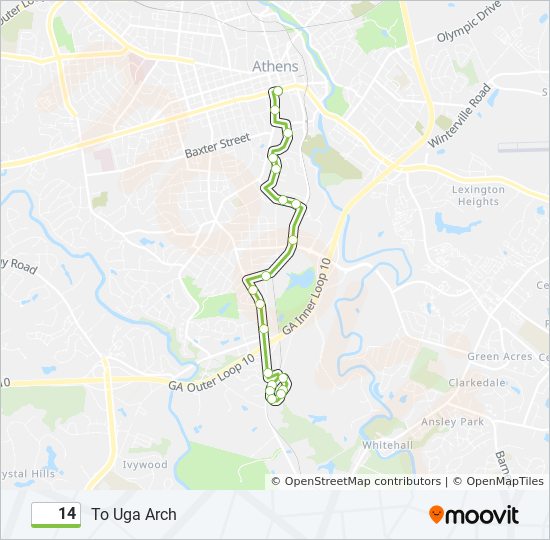 14 Route: Schedules, Stops & Maps - To Uga Arch (Updated)