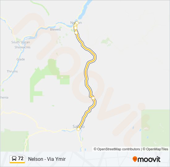 72 Route: Schedules, Stops & Maps - Nelson - Via Ymir (Updated)