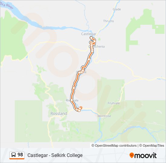 98 Route: Schedules, Stops & Maps - Castlegar - Selkirk College (Updated)