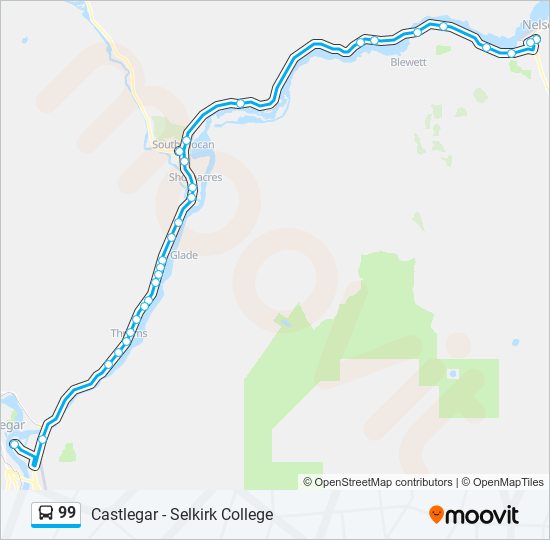 99 Route: Schedules, Stops & Maps - Castlegar - Selkirk College (Updated)