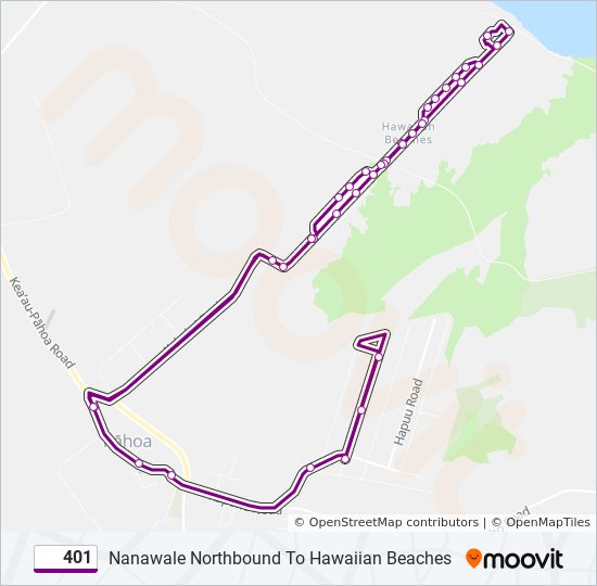 401 Route: Schedules, Stops & Maps - Nanawale Northbound To Hawaiian ...