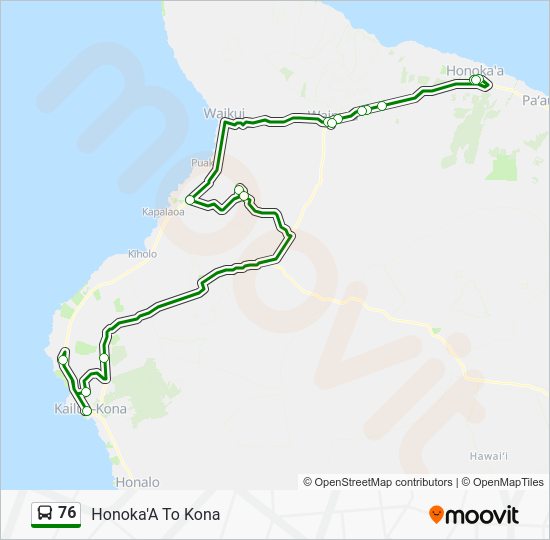76 Route: Schedules, Stops & Maps - Honoka'A To Kona (Updated)