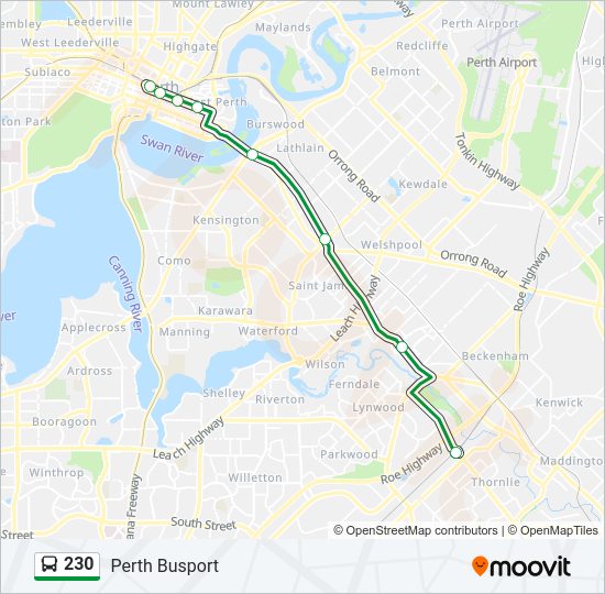 230 Route: Schedules, Stops & Maps - Perth Busport (Updated)