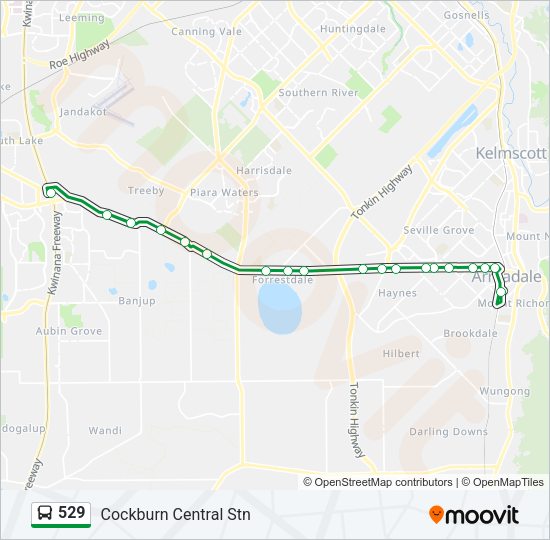 529 Route: Schedules, Stops & Maps - Cockburn Central Stn (Updated)