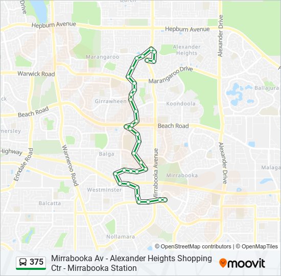 375 Route: Schedules, Stops & Maps - Mirrabooka Bus Stn (Updated)