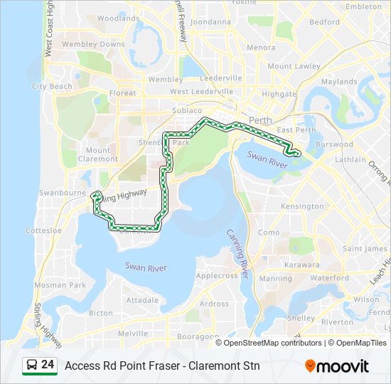 24 Route: Schedules, Stops & Maps - East Perth (Updated)