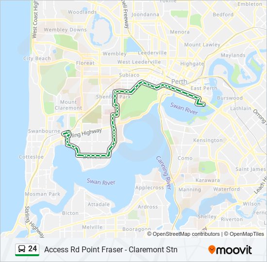 24 Route: Schedules, Stops & Maps - Claremont Stn (Updated)