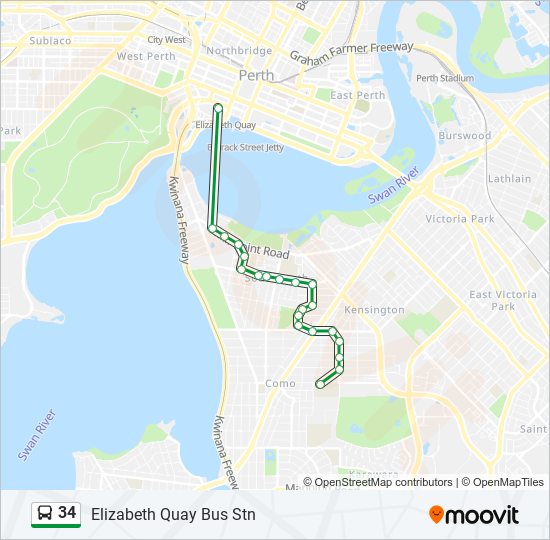 34 Route: Schedules, Stops & Maps - Elizabeth Quay Bus Stn (Updated)