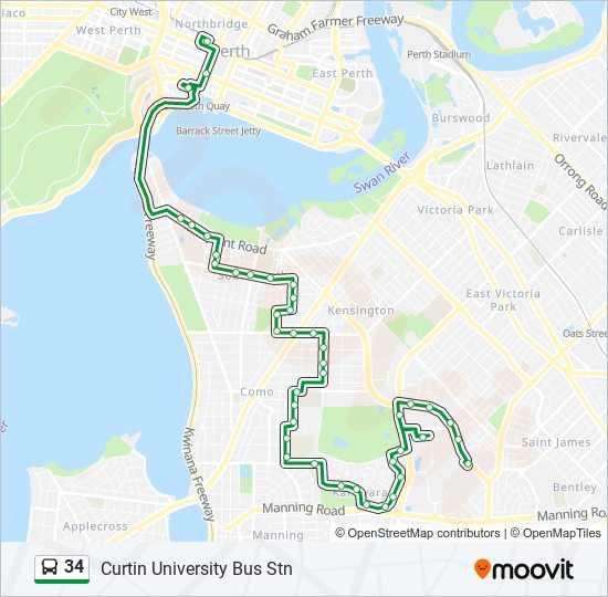 34 Route: Schedules, Stops & Maps - Curtin University Bus Stn (Updated)